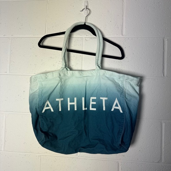 Athleta | Bags | Athleta Ombre Tote Bag Teal Green Blue Canvas Beach ...